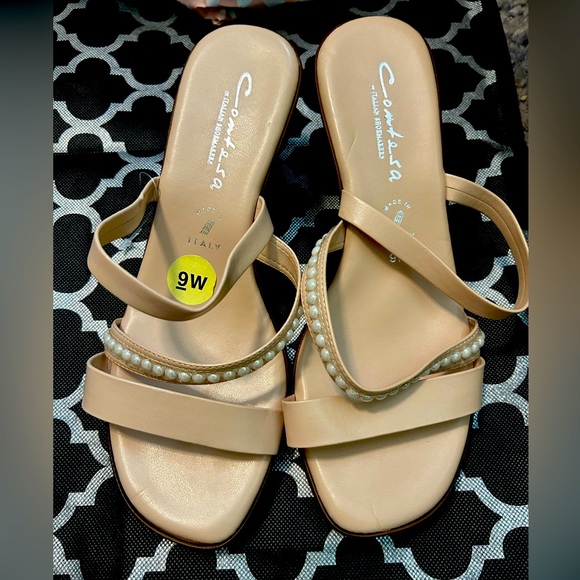 Shoes | Contesa Multi Strap Beige Wedge Sandal With Pearl Accents ...